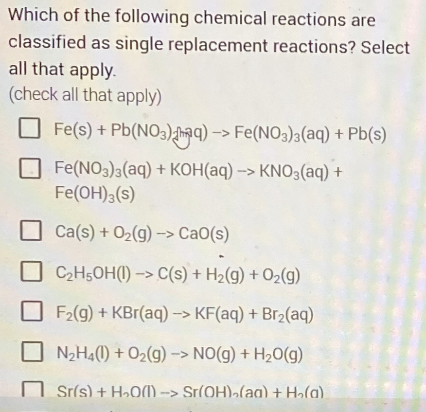Solved Which of the following chemical reactions | Chegg.com