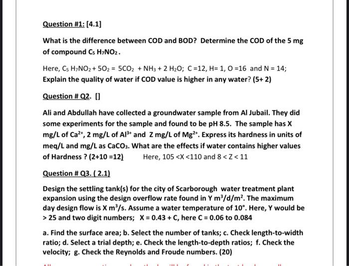 Solved What is the difference between COD and BOD? Determine | Chegg.com