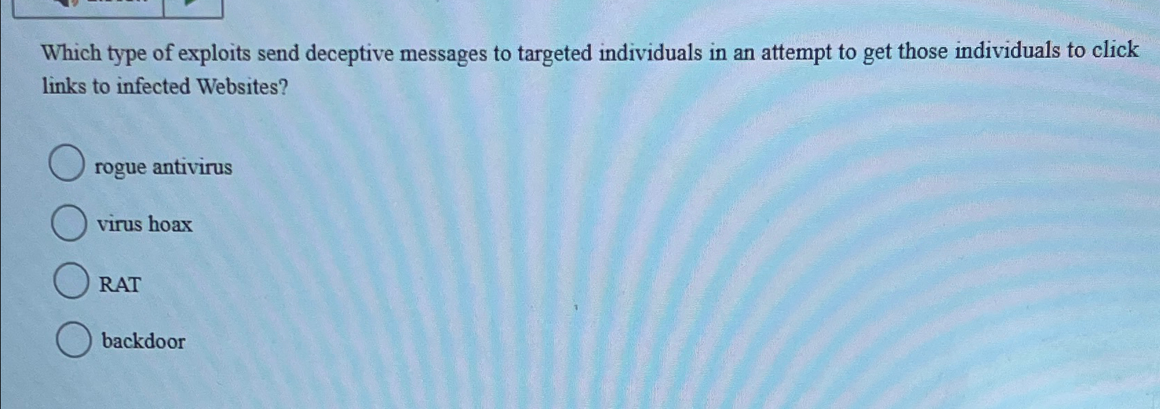 Solved Which type of exploits send deceptive messages to | Chegg.com