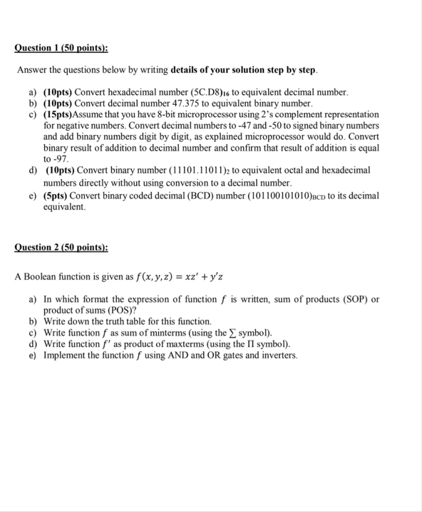 Solved Question 1 ( 50 ﻿points):Answer the questions below | Chegg.com