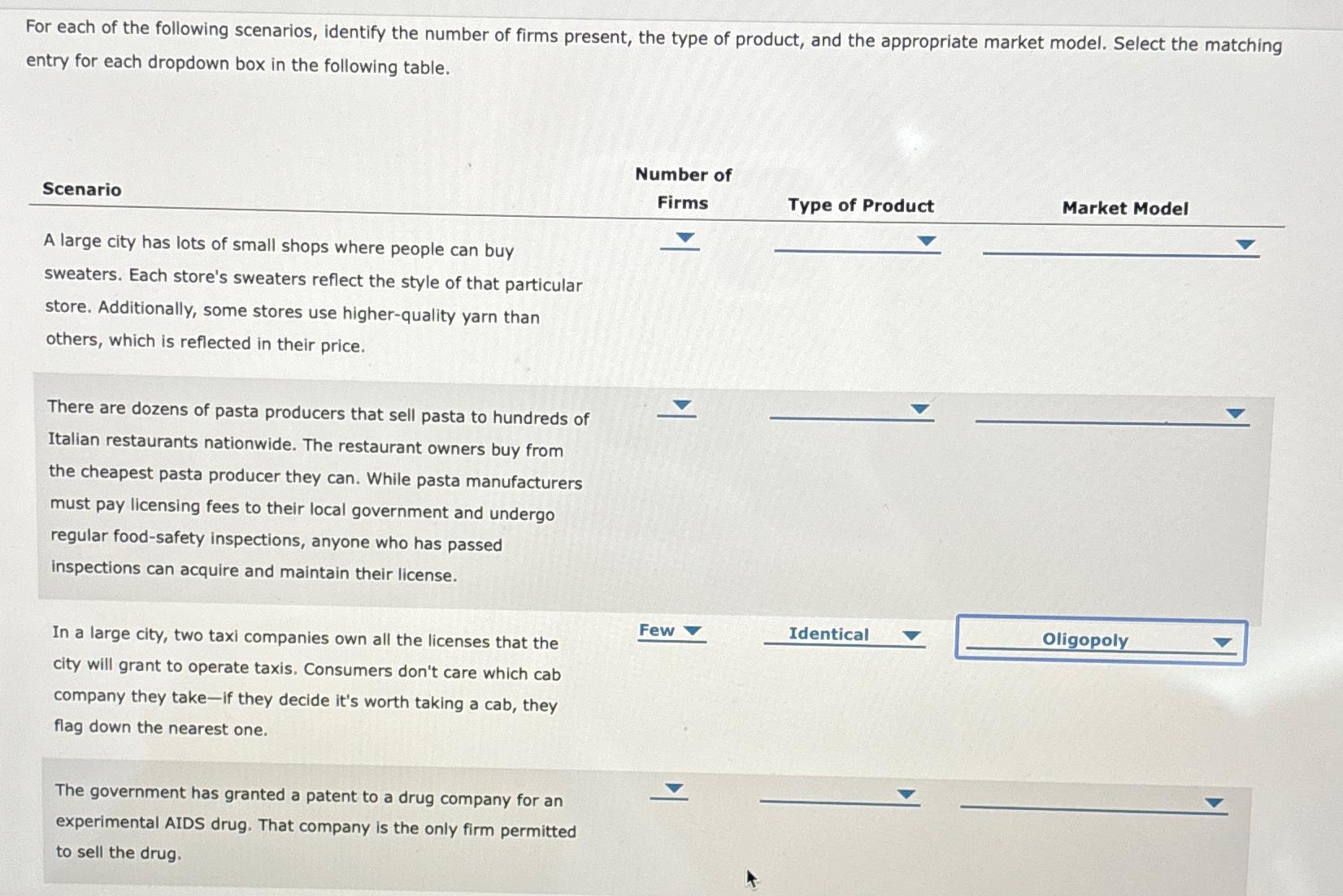Solved For each of the following scenarios, identify the | Chegg.com