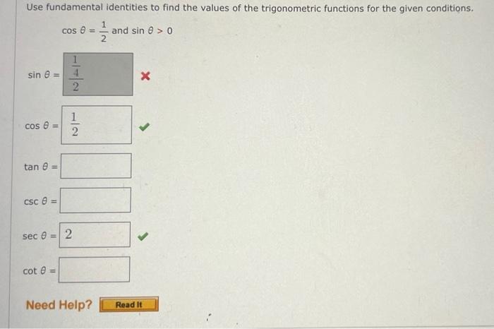 Solved Use fundamental identities to find the values of the | Chegg.com