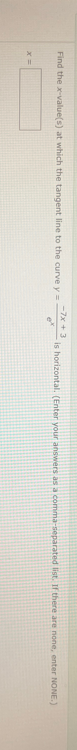Solved Find the x-value(s) ﻿at which the tangent line to the | Chegg.com