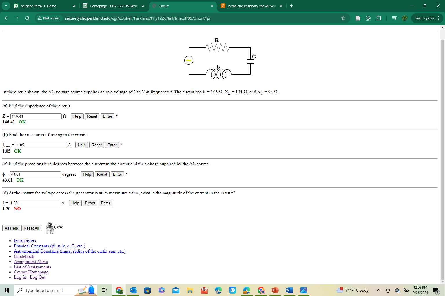Solved In the circuit shown, the AC voltage source supplies | Chegg.com