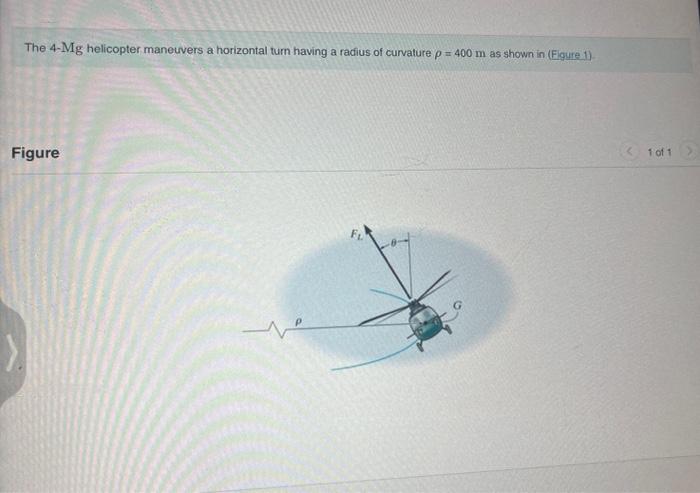 Solved The 4- Mg helicopter maneuvers a horizontal turn | Chegg.com