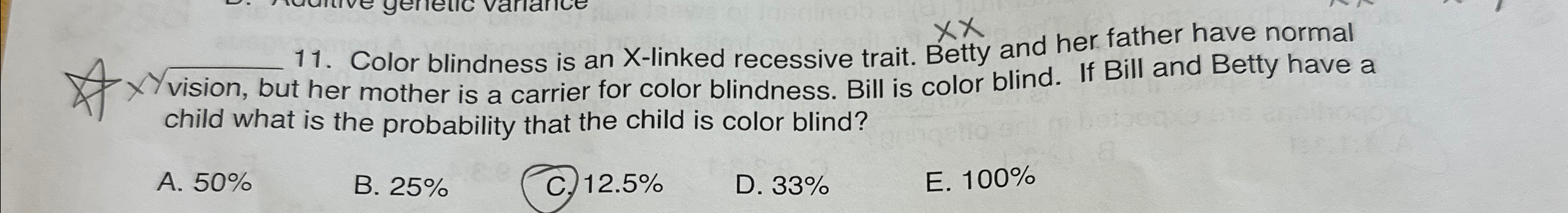 Solved Color blindness is an X-linked recessive trait. Betty | Chegg.com