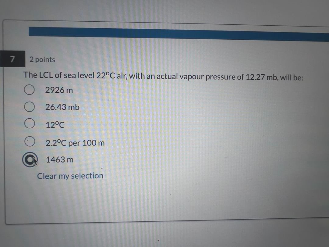 Solved The LCL ﻿of sea level 22°C ﻿air, with an actual | Chegg.com