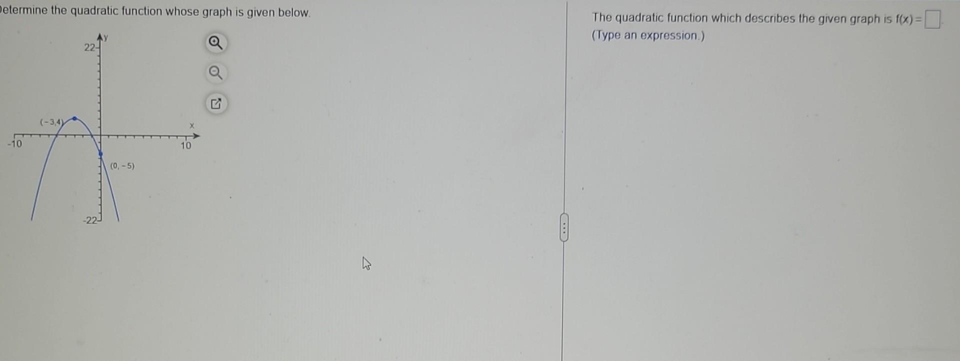 Solved etermine the quadratic function whose graph is given | Chegg.com