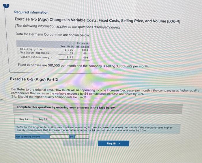 Solved Required information Exercise 6-5 (Algo) Changes in | Chegg.com