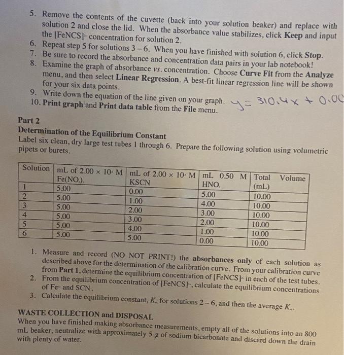 Solved Part 1. Preparation of the Calibration Curve 1. | Chegg.com
