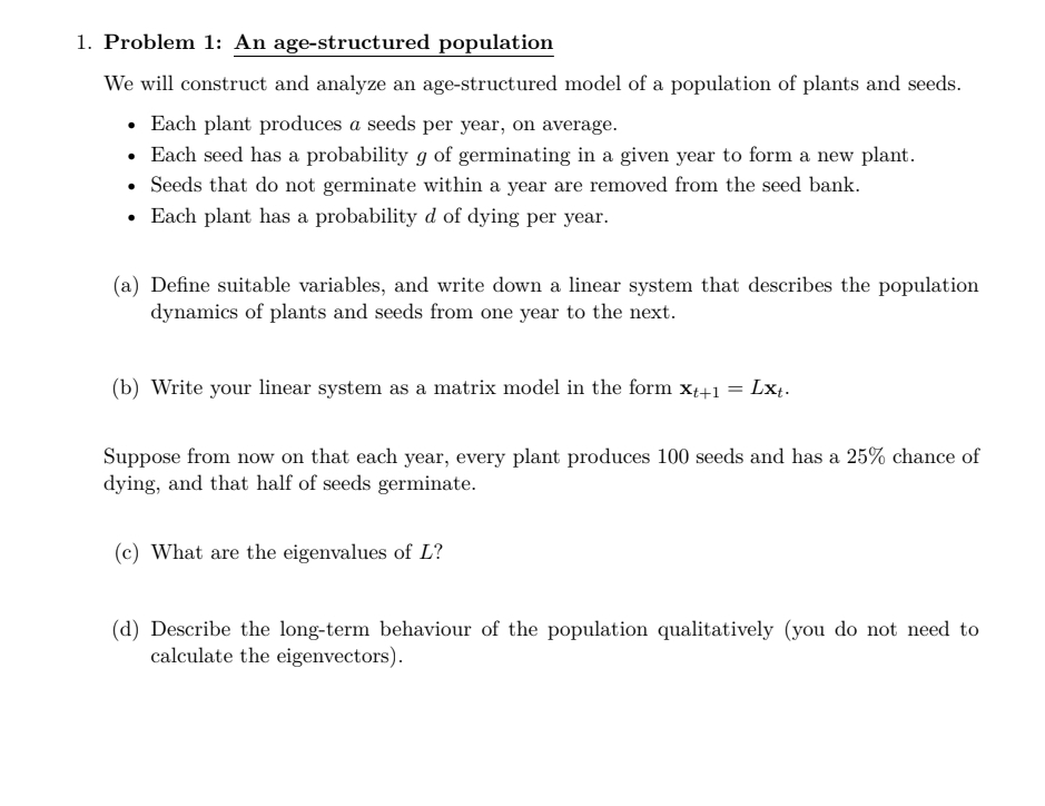 Solved Problem 1 An Age Structured Populationwe Will
