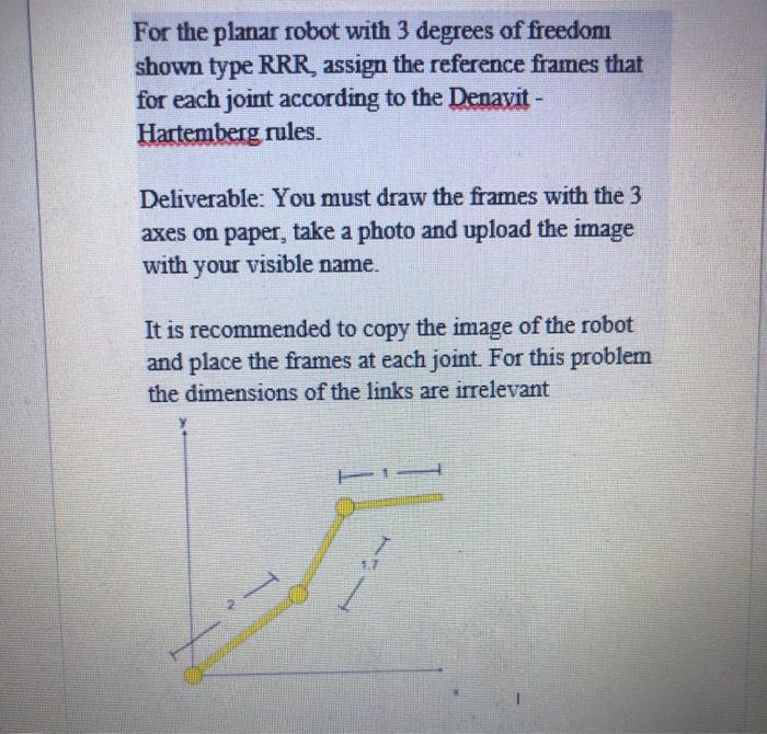 Solved For the planar robot with 3 degrees of freedom shown | Chegg.com
