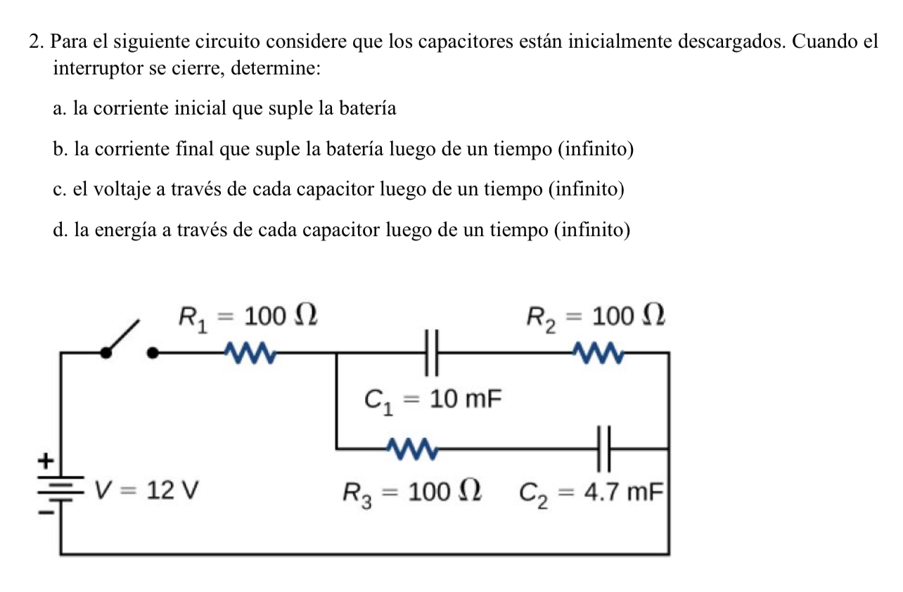 Para el siguiente circuito considere que los | Chegg.com