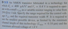 Solved An NMOS transistor fabricated in a technology for | Chegg.com