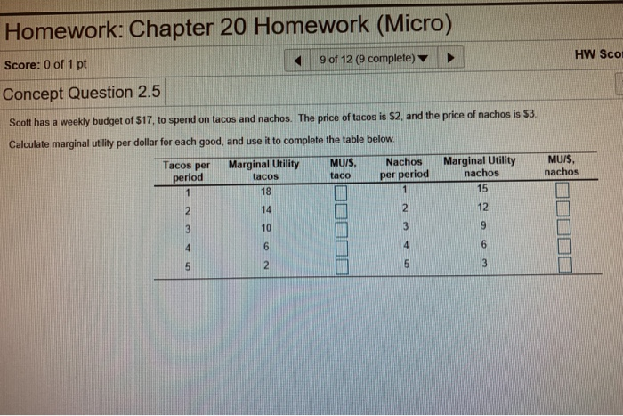 Solved Homework: Chapter 20 Homework (Micro) Score: 0 of 1 | Chegg.com Solved Homework: Chapter 20 Homework (Micro) Score: 0 of 1 | Chegg.com