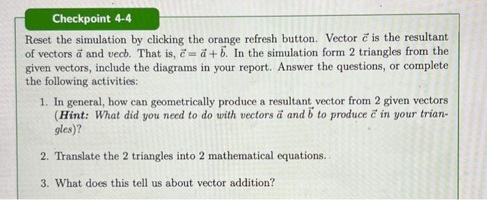 Solved Reset the simulation by clicking the orange refresh | Chegg.com