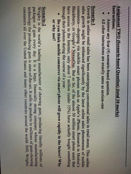 Solved Assignment TWO (Scenario-based Question total 10 | Chegg.com