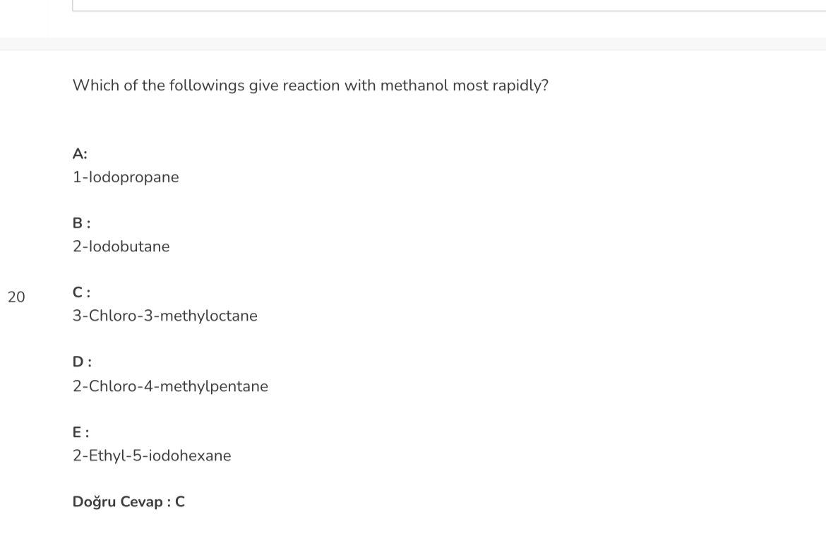 Solved Which of the followings give reaction with methanol | Chegg.com