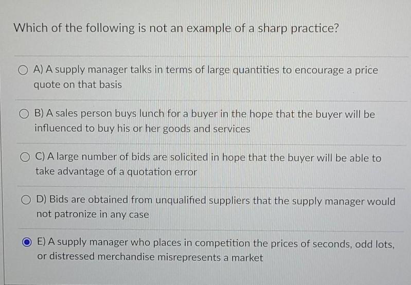 Solved Which of the following is not an example of a sharp | Chegg.com