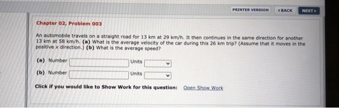 Solved PRINTER VERSION 4 BACK NEXT Chapter 02, Problem 003 | Chegg.com