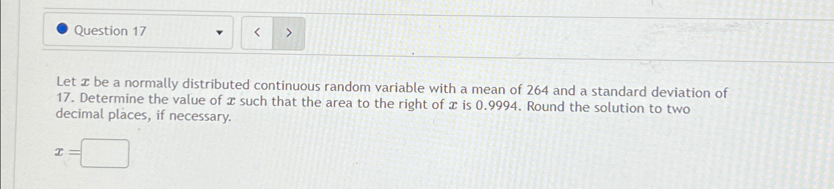 Solved Let x ﻿be a normally distributed continuous random | Chegg.com