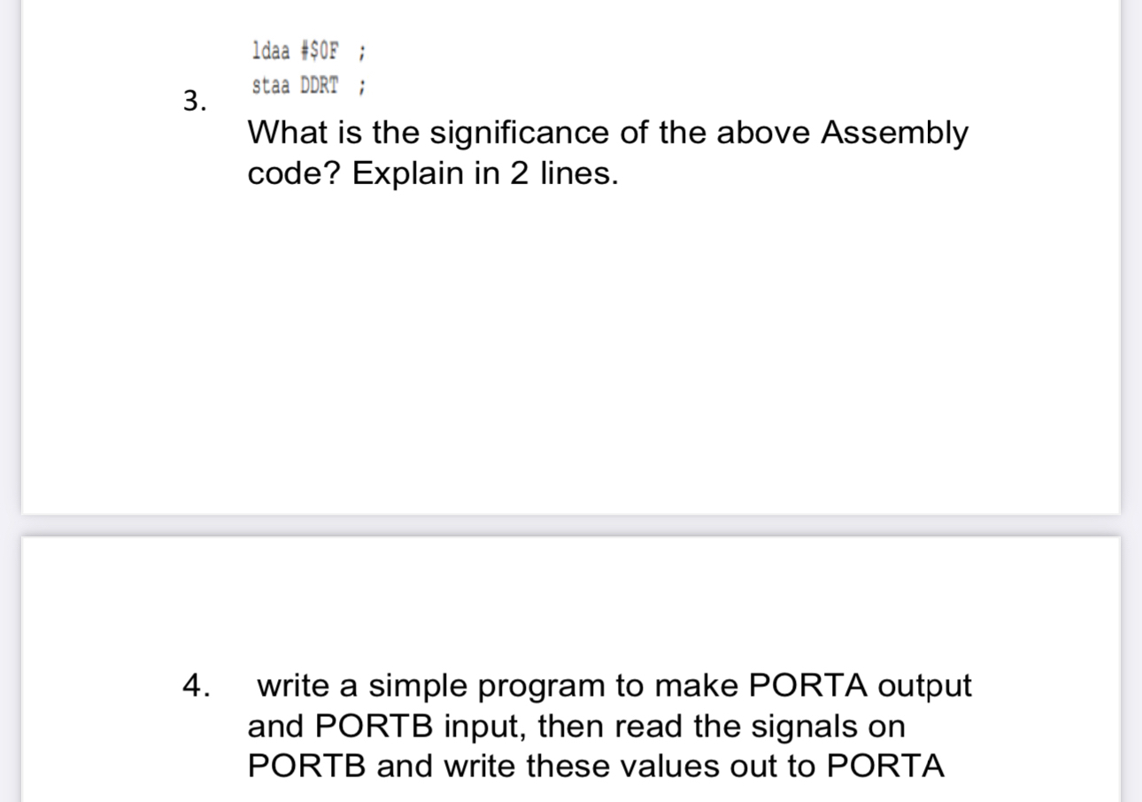 Solved ldaa $$0 ?staa DDRT ;What is the significance of the | Chegg.com