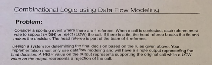 Solved Combinational Logic using Data Flow Modeling Problem: | Chegg.com