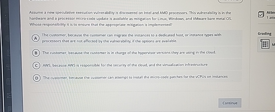 Solved Assume a new speculative execution vulnerability is | Chegg.com