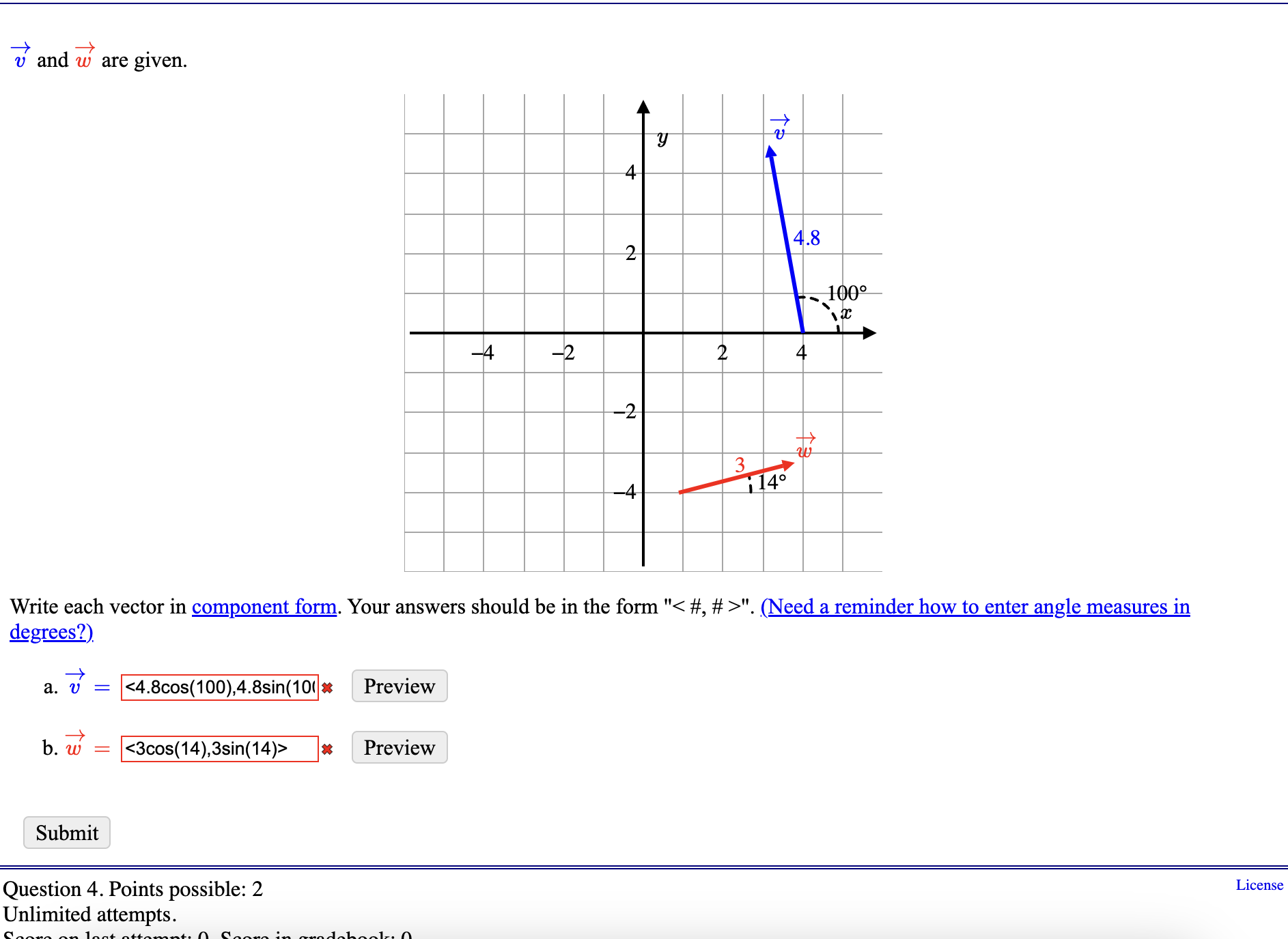 Solved vec(v) ﻿and vec(w) ﻿are given.Write each vector in | Chegg.com