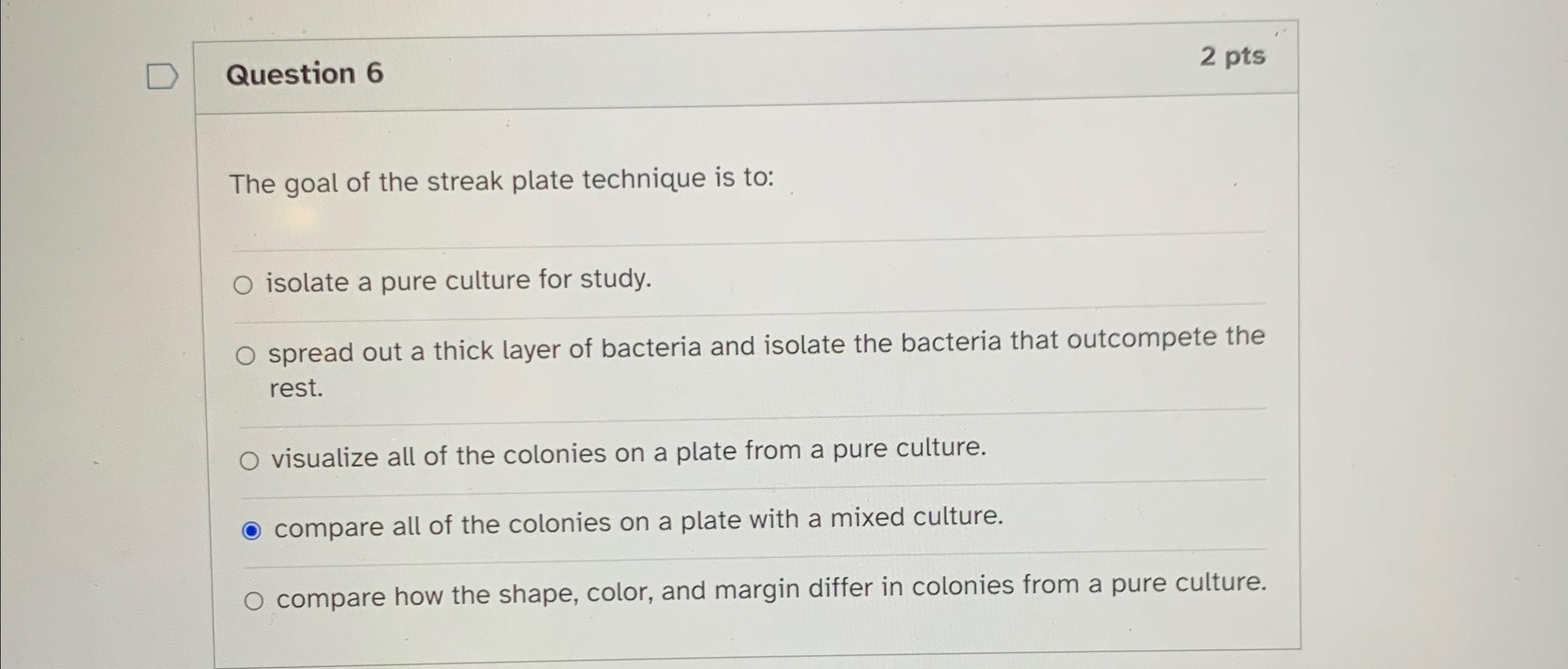 Solved Question 62 ﻿ptsThe goal of the streak plate | Chegg.com