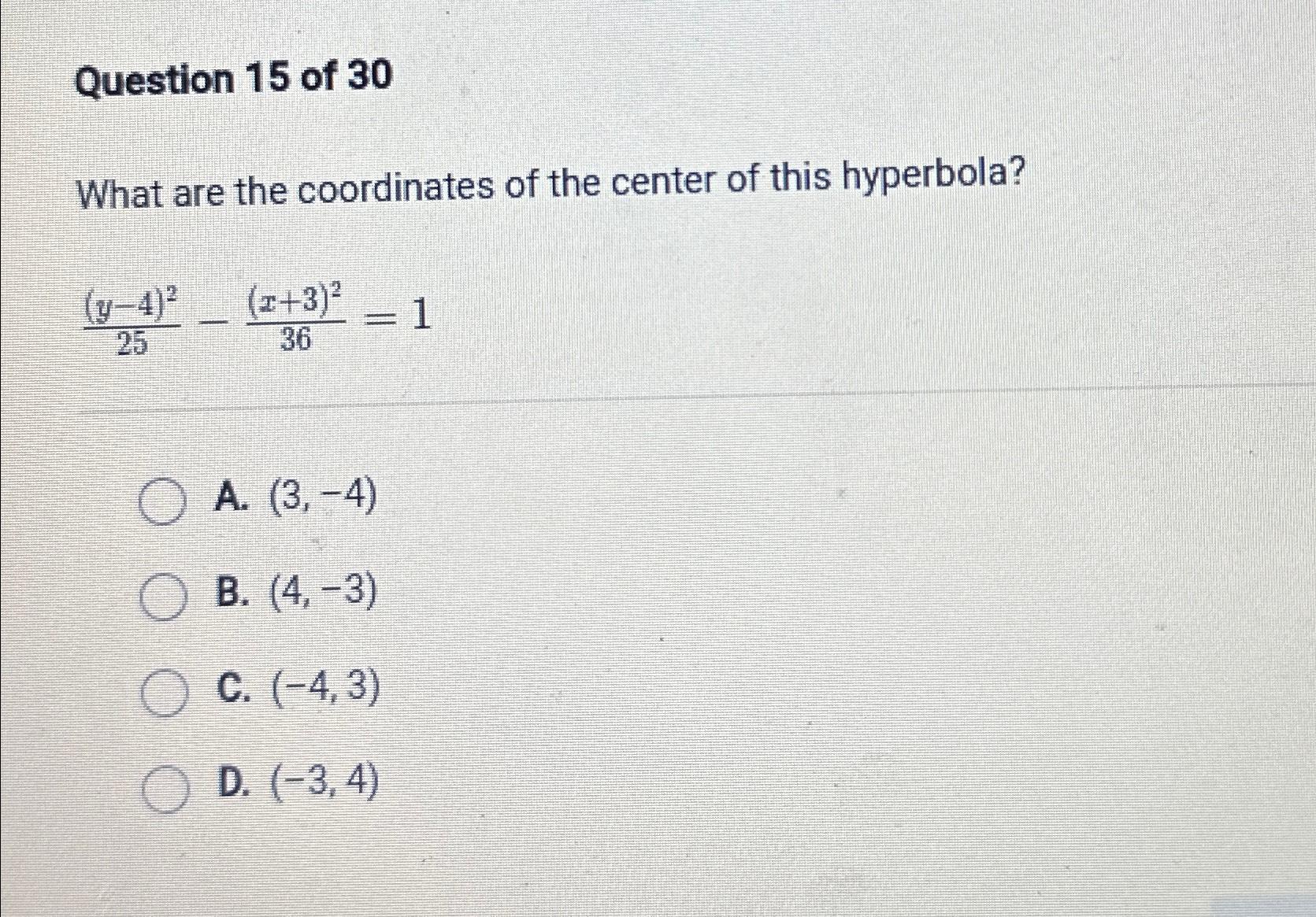 Solved Question 15 of 30What are the coordinates of the | Chegg.com Solved Question 15 of 30What are the coordinates of the | Chegg.com