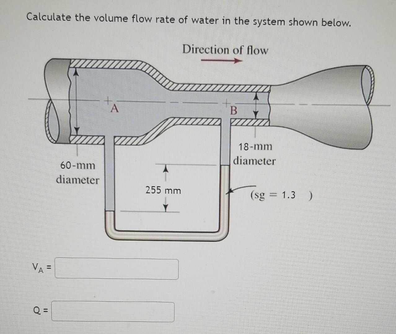 Solved calculate the volume flow rate of water in the system | Chegg.com