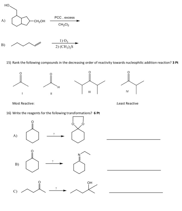 Solved HO A) -CH OH PCC, excess CH2Cl2 B) 1) O 2) (CH3), 15) | Chegg.com