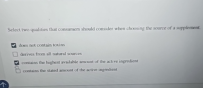 Solved Select two qualities that consumers should consider | Chegg.com