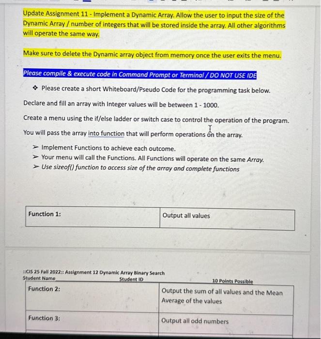 Solved Update Assignment 11 Implement A Dynamic Array