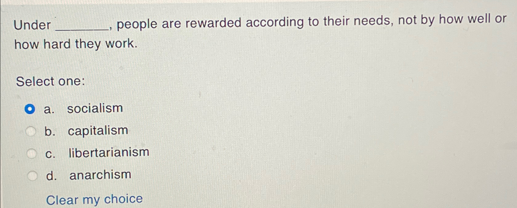 Solved Under ﻿people are rewarded according to their | Chegg.com