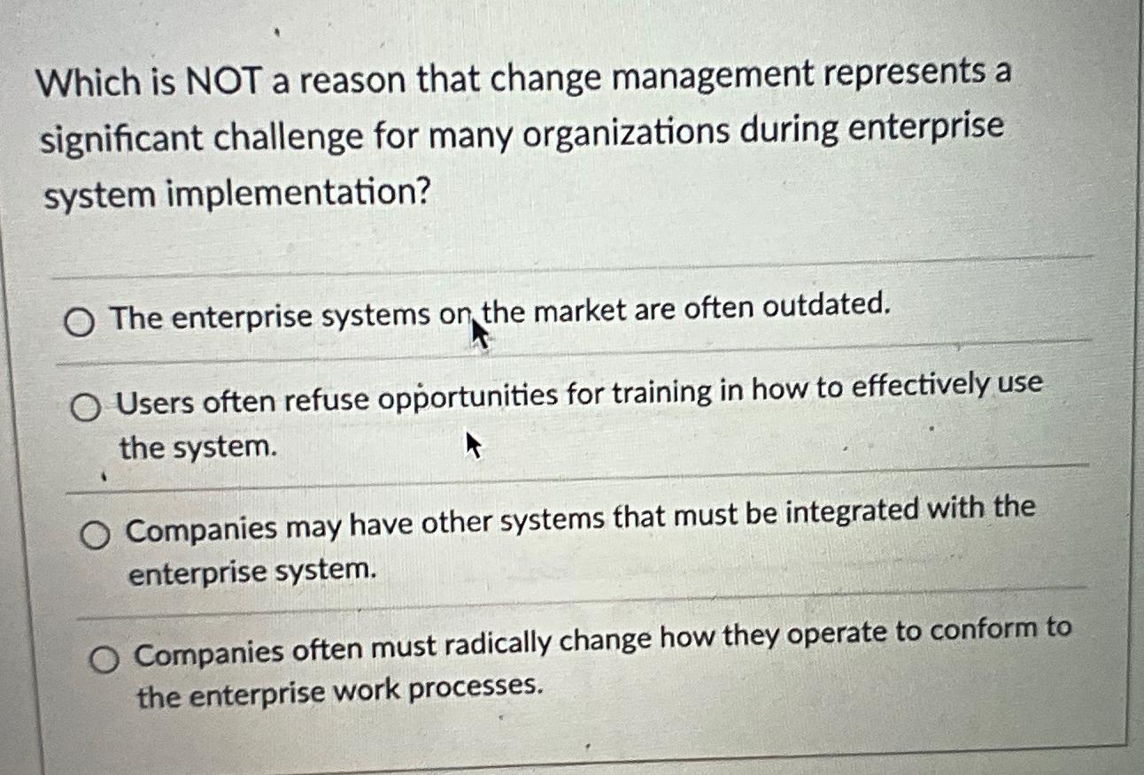 Solved Which is NOT a reason that change management | Chegg.com