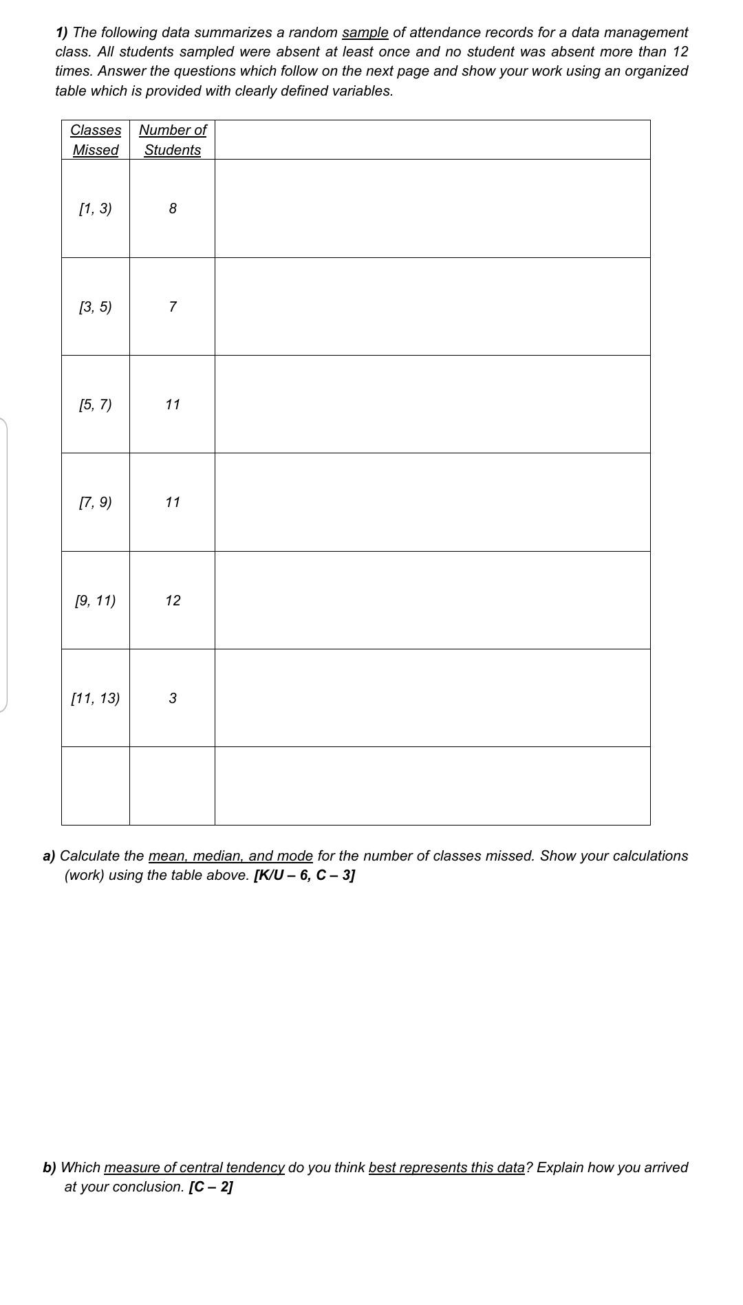 Solved 1) The following data summarizes a random sample of | Chegg.com