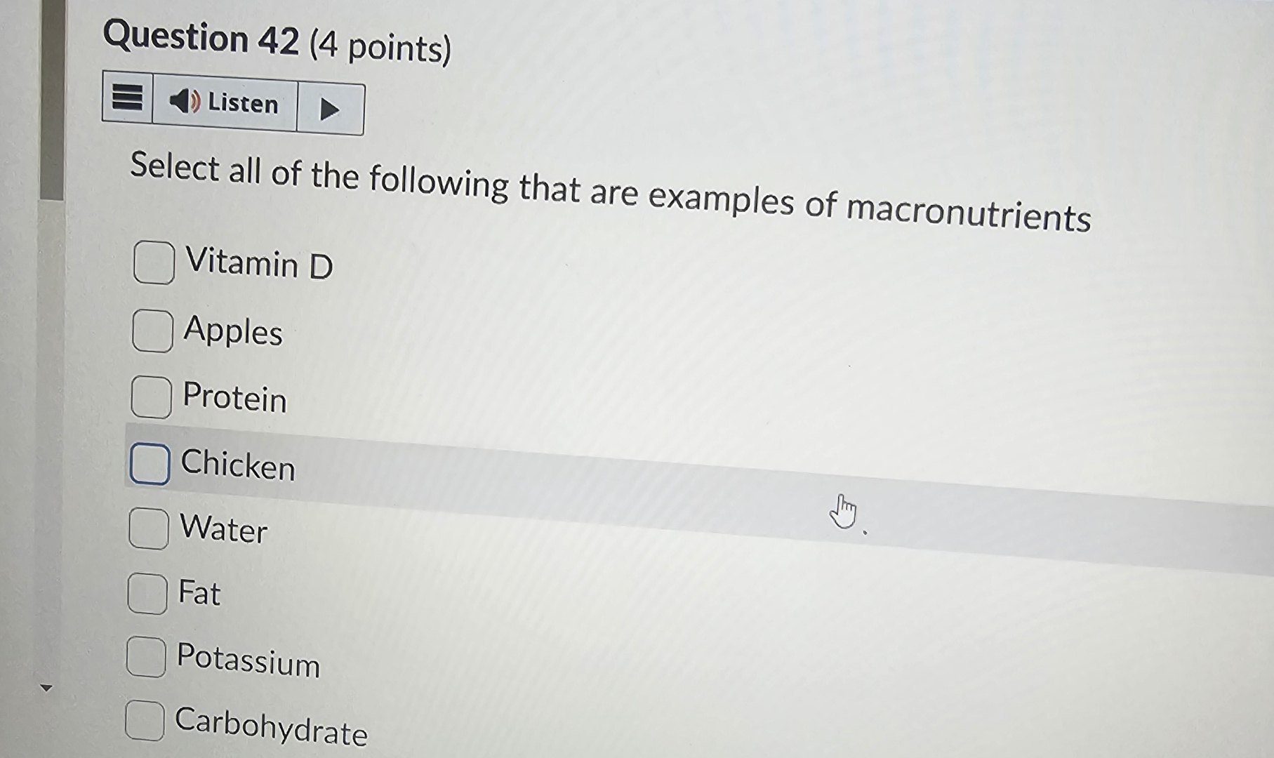 Solved Question 42 (4 ﻿points)Select all of the following | Chegg.com