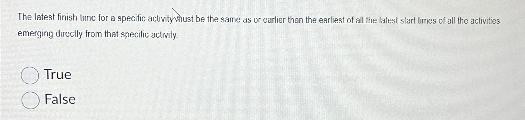 Solved The latest finish time for a specific activity hust | Chegg.com