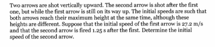 Solved Two arrows are shot vertically upward. The second | Chegg.com