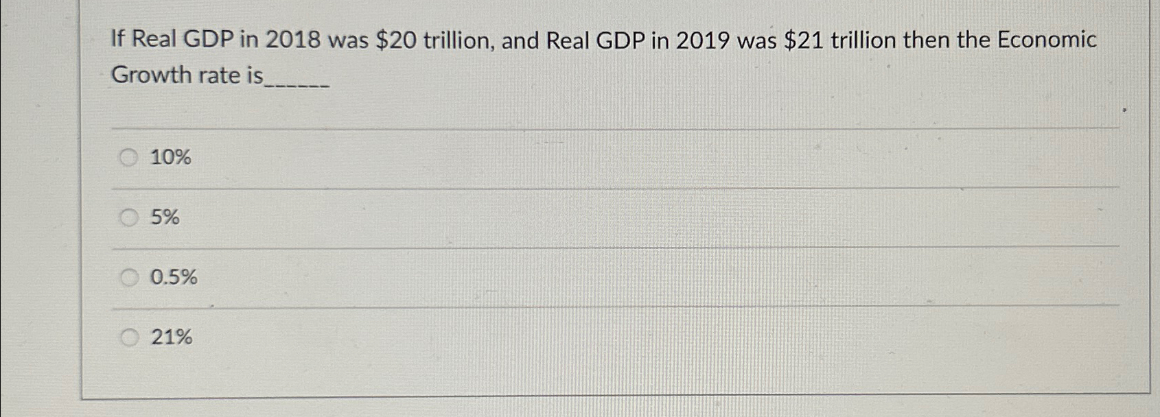 Solved If Real GDP in 2018 ﻿was $20 ﻿trillion, and Real GDP | Chegg.com
