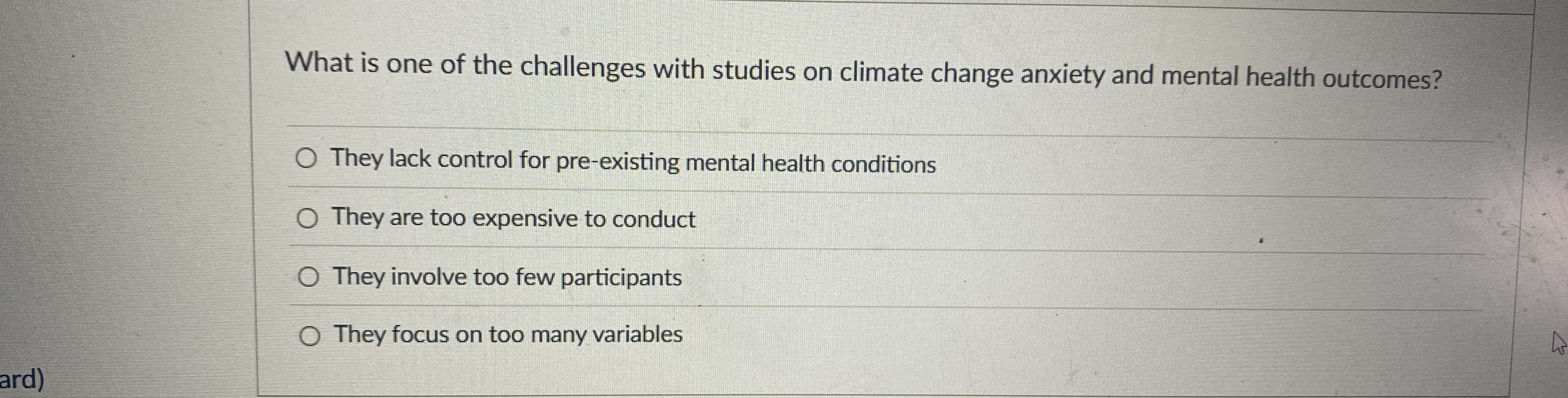Solved What is one of the challenges with studies on climate | Chegg.com
