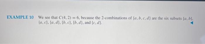 Solved AMPLE 10 We see that C(4,2)=6, because the | Chegg.com | Chegg.com