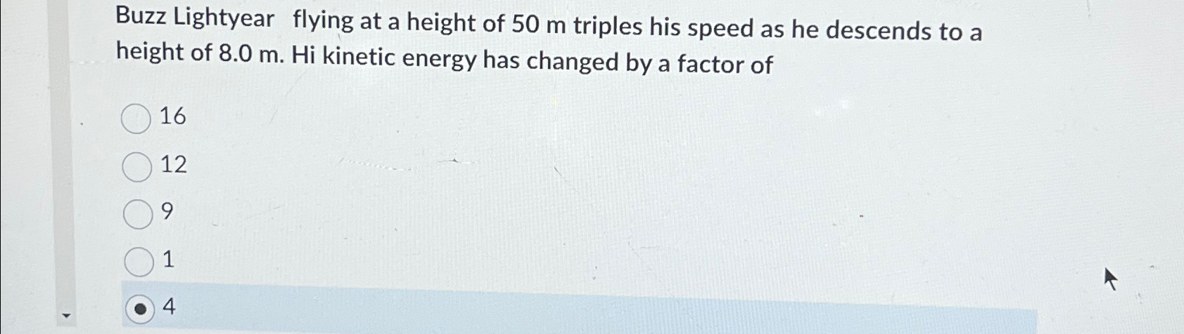 Solved Buzz Lightyear flying at a height of 50m ﻿triples his | Chegg.com