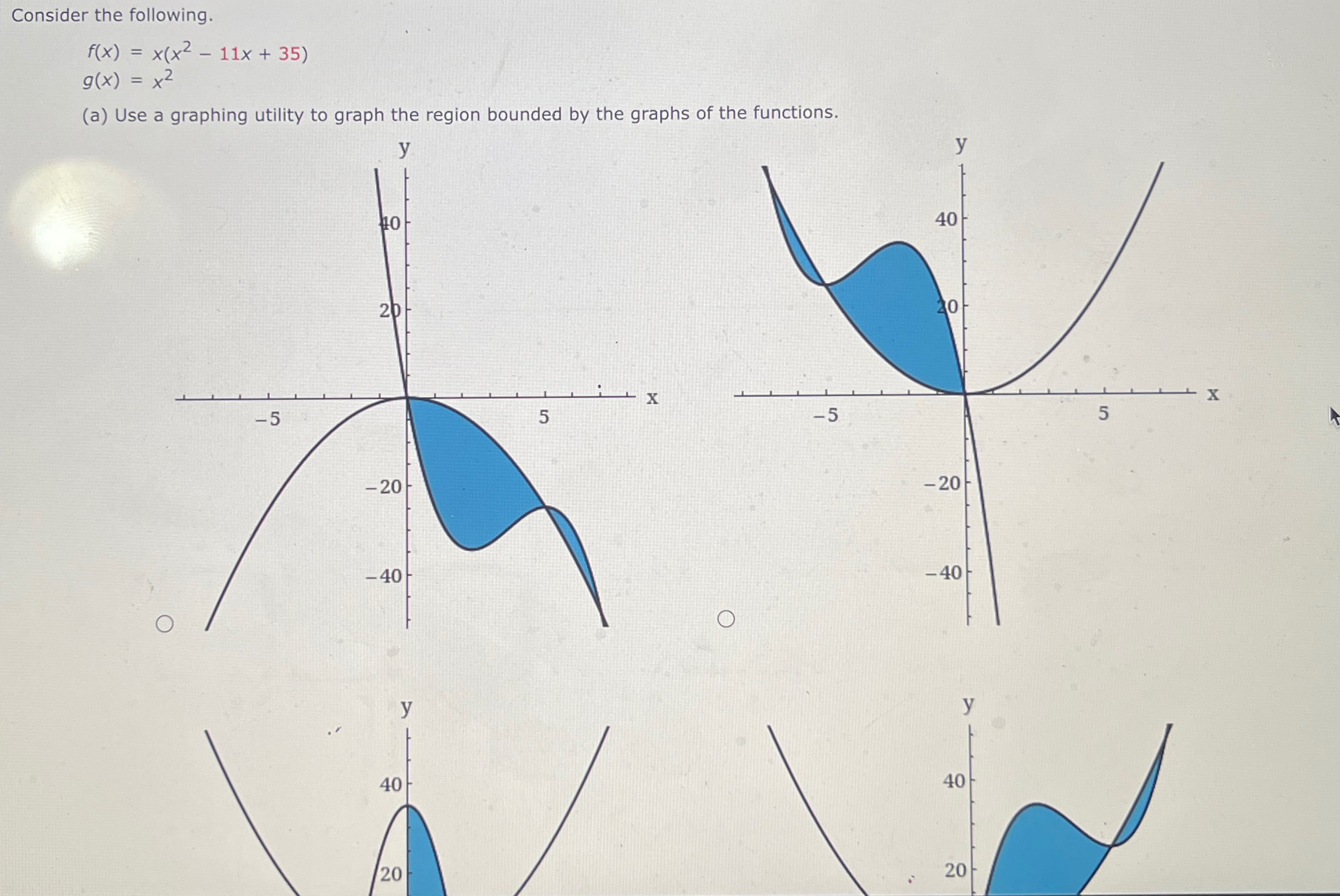 Solved Consider the following.f(x)=x(x2-11x+35)g(x)=x2(a) | Chegg.com