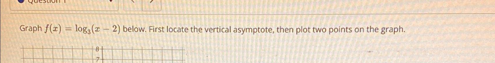 Solved Graph f(x)=log3(x-2) ﻿below. First locate the | Chegg.com
