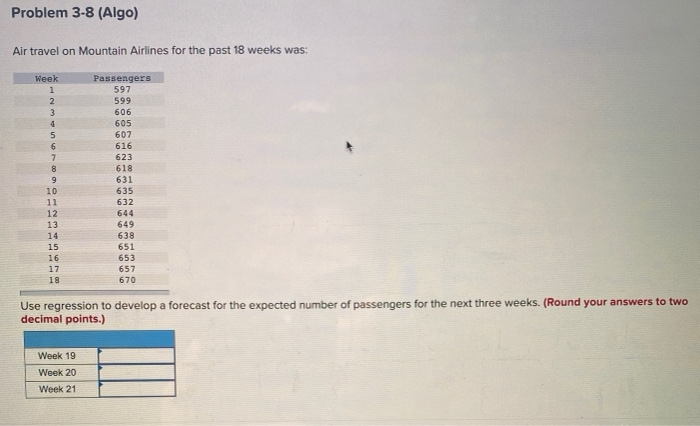Solved Problem 3-8 (Algo) Air travel on Mountain Airlines | Chegg.com