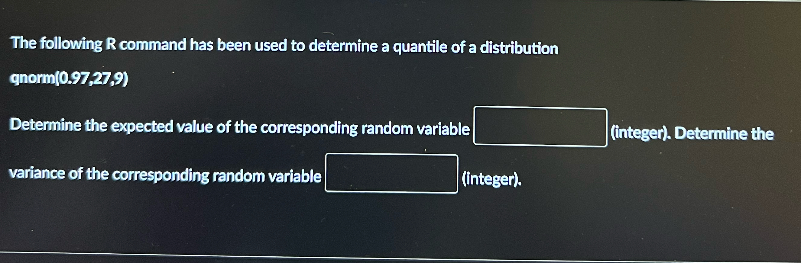 Solved The following R ﻿command has been used to determine a | Chegg.com