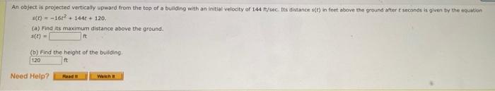 Solved An object is projected vertically upward from the top | Chegg.com